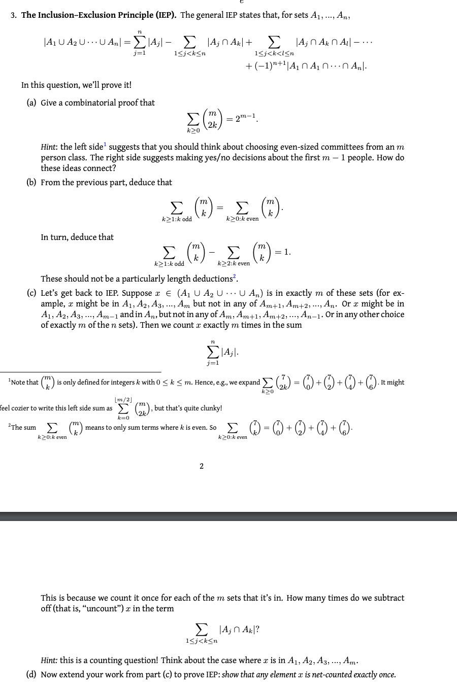 3. The Inclusion-Exclusion Principle (IEP). The | Chegg.com