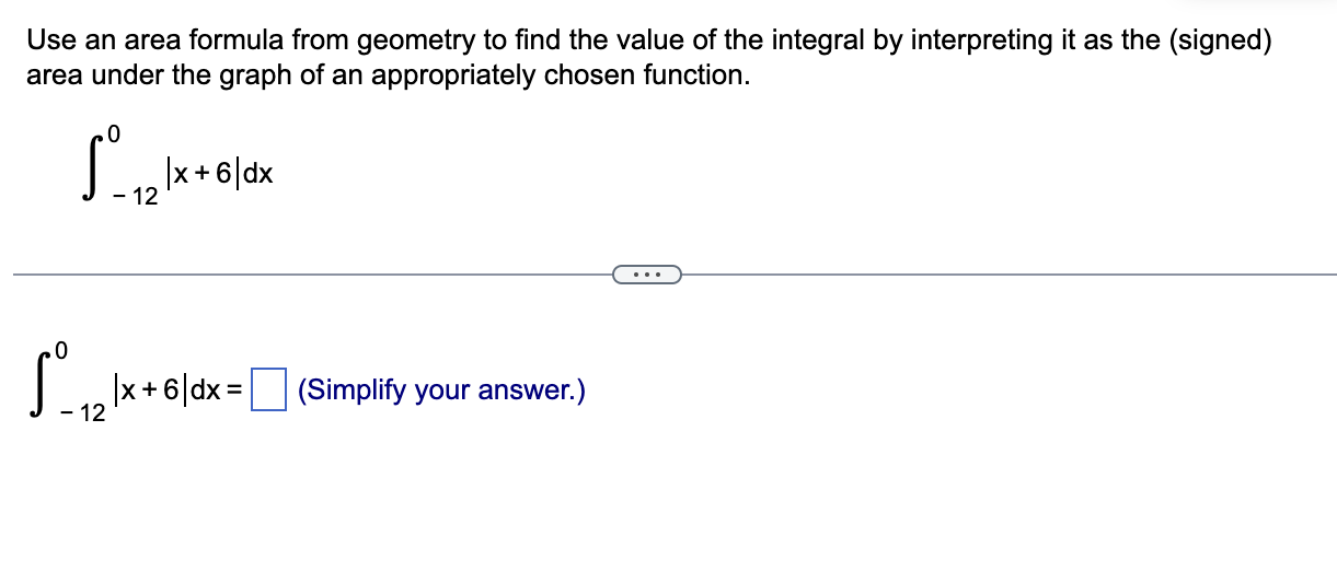 Solved Use an area formula from geometry to find the value | Chegg.com