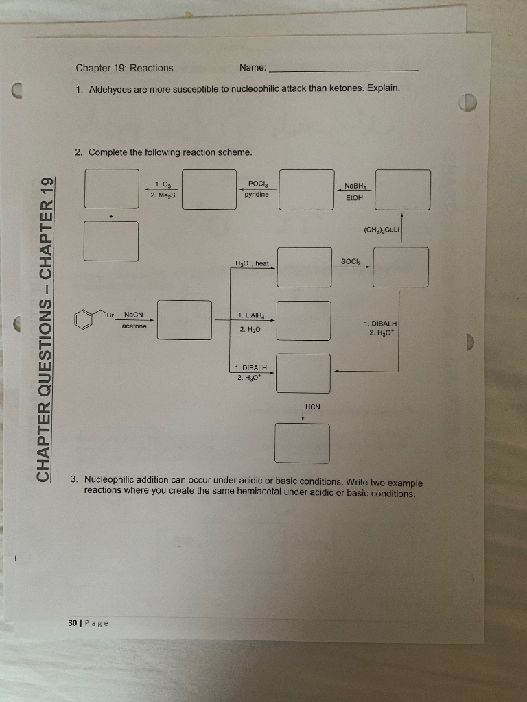Solved Chapter 19: Reactions Name: 1. Aldehydes are more | Chegg.com