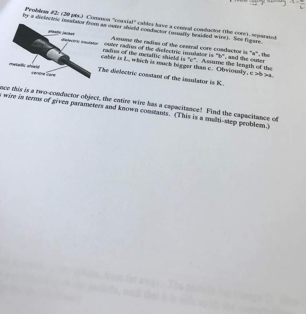 Solved Problem #2: (20 pts.) Common "coaxial" cables have a | Chegg.com