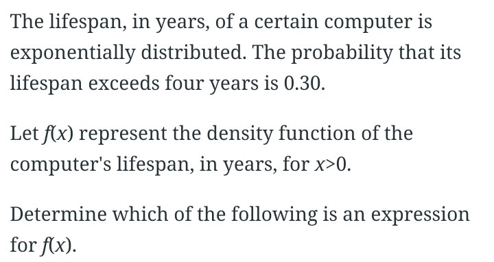 Solved The lifespan, in years, of a certain computer is | Chegg.com