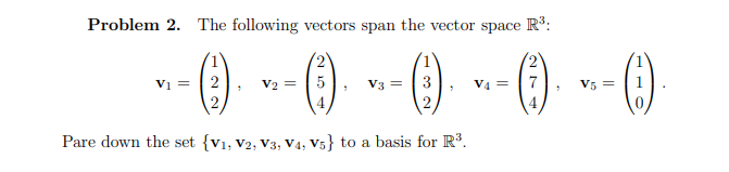 Solved Problem 2. The following vectors span the vector | Chegg.com