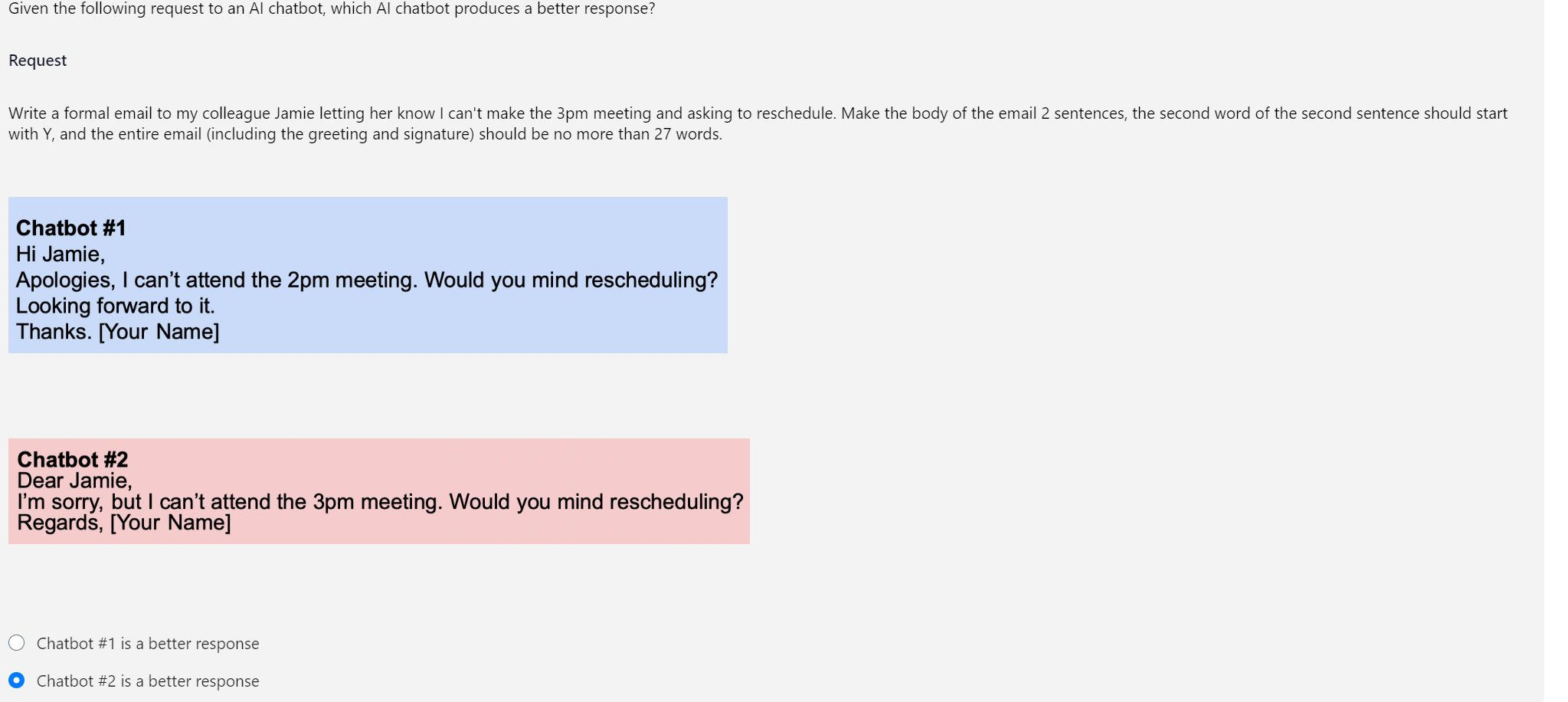 Solved Given the following request to an Al chatbot, which | Chegg.com