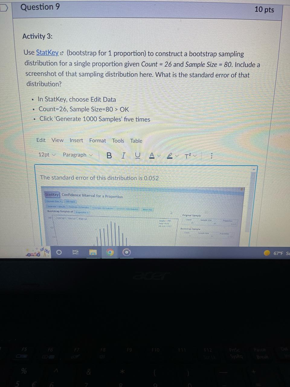Solved Question 9 Activity 3 Use Statkey Bootstrap For 1