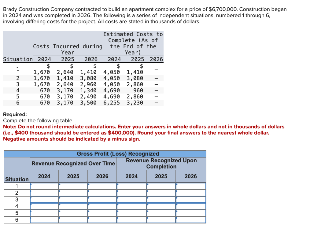 Solved Brady Construction Company contracted to build an | Chegg.com