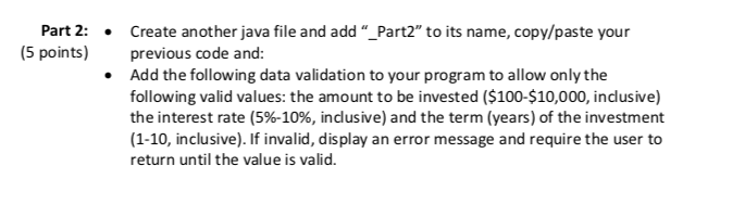 Solved Please help me with PART 2 of JAVA coding!! (Part 1 | Chegg.com