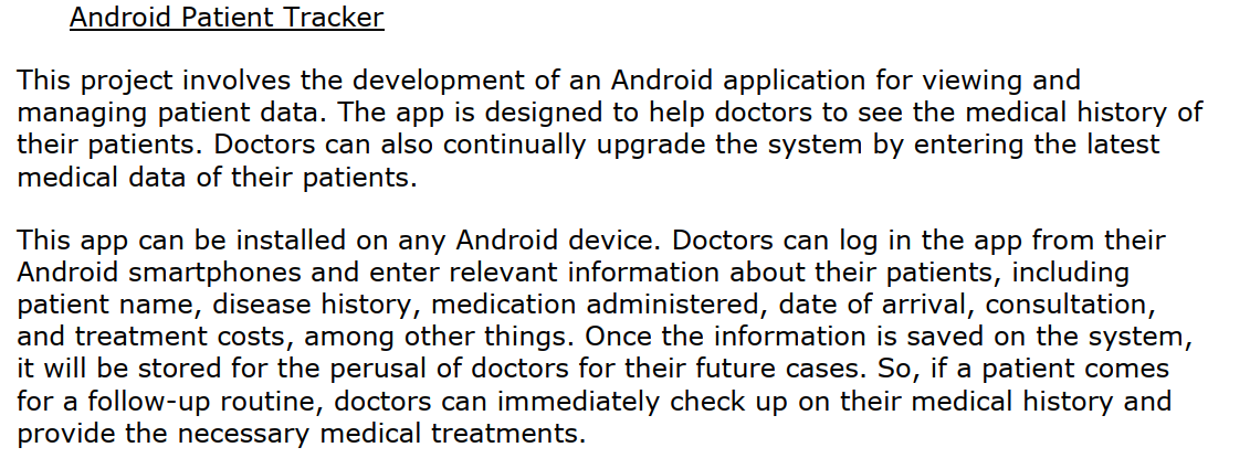 Solved Android Patient Tracker This project involves the | Chegg.com