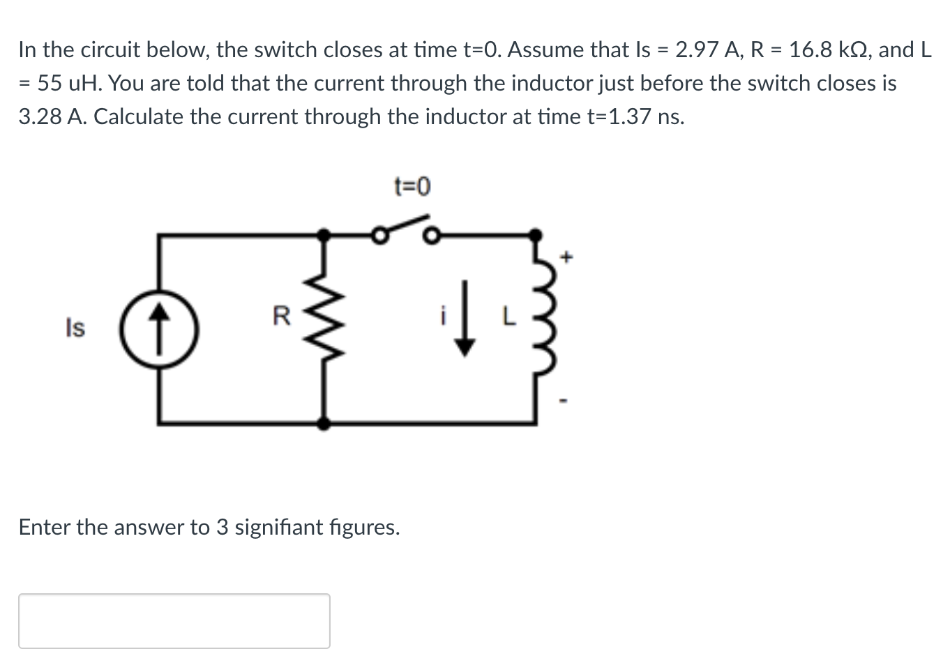 Solved In the circuit below, the switch closes at time t=0. | Chegg.com