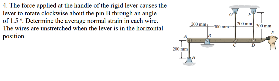 Solved 4. The force applied at the handle of the rigid lever | Chegg.com