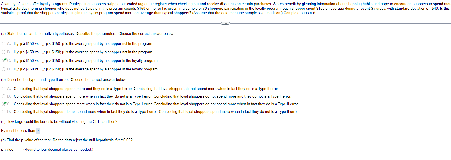 Solved (b) Describe the Type I and Type II errors. Choose | Chegg.com