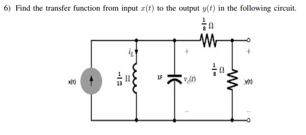 Solved 6) Find the transfer function from input r(t) to the | Chegg.com