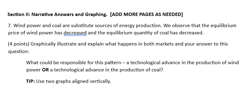 Solved Section II: Narrative Answers and Graphing. [ADD MORE | Chegg.com