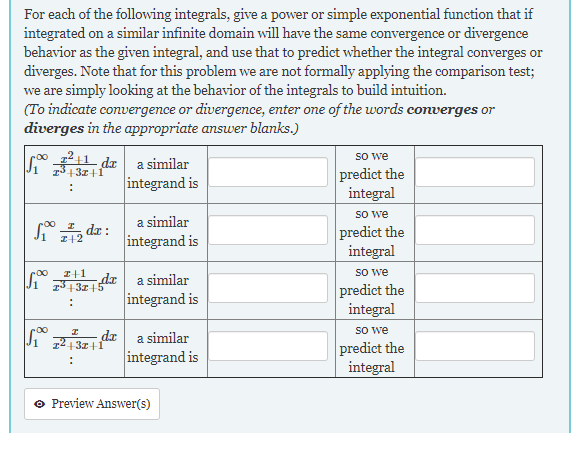 Solved For each of the following integrals, give a power or | Chegg.com