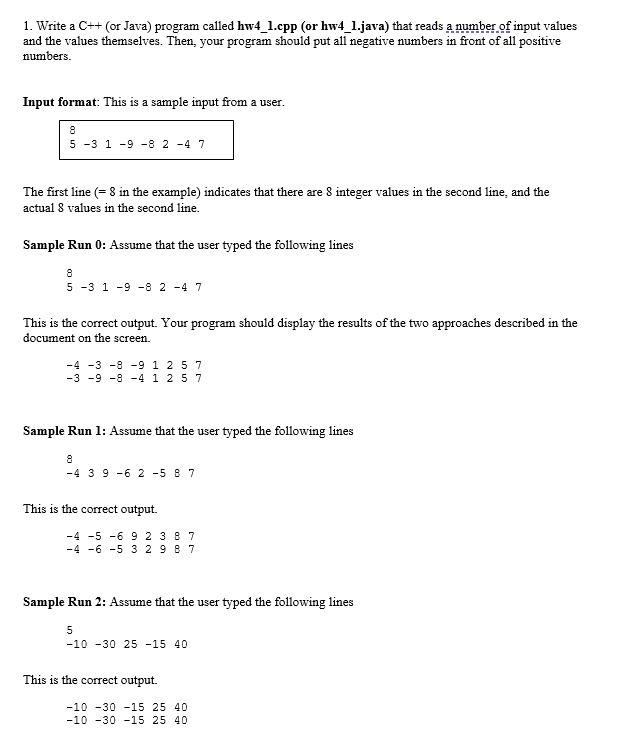 Solved Write a C++ (or Java) program called hw4_1.cpp (or | Chegg.com