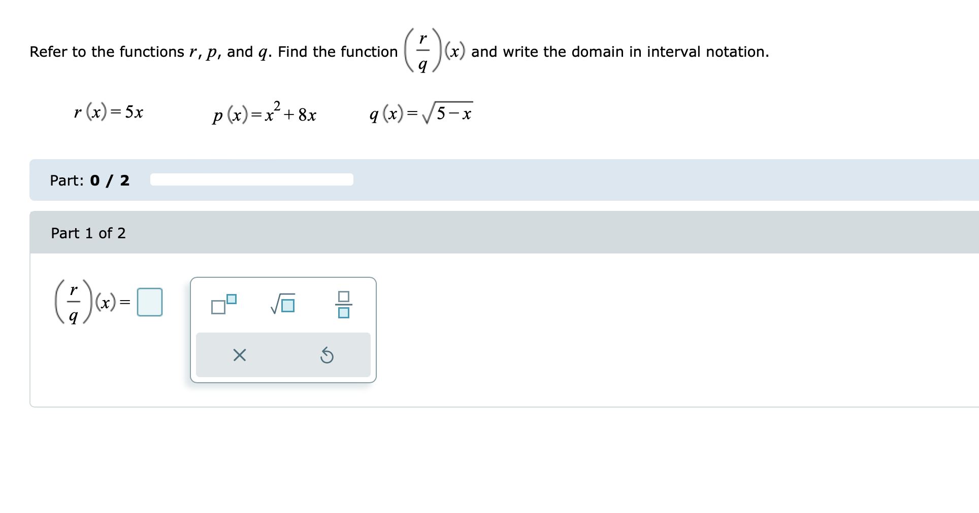 Solved Refer to the functions r,p, and q. Find the function | Chegg.com