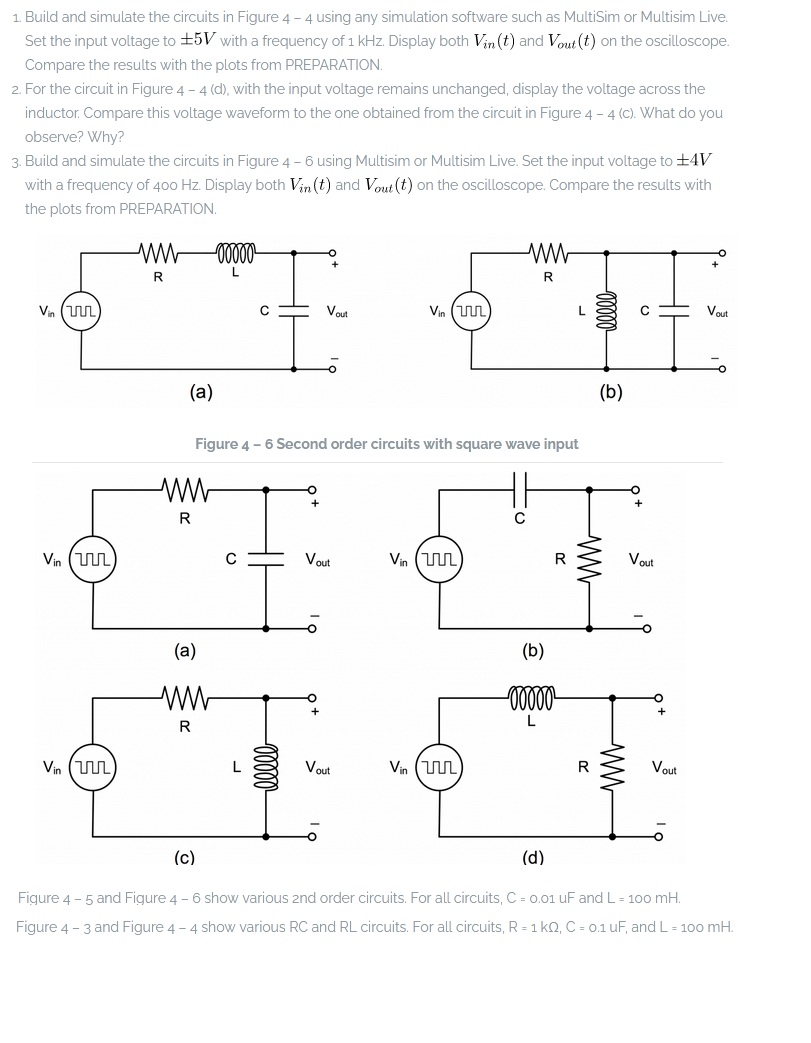 Solved 1. Build and simulate the circuits in Figure 4−4 | Chegg.com