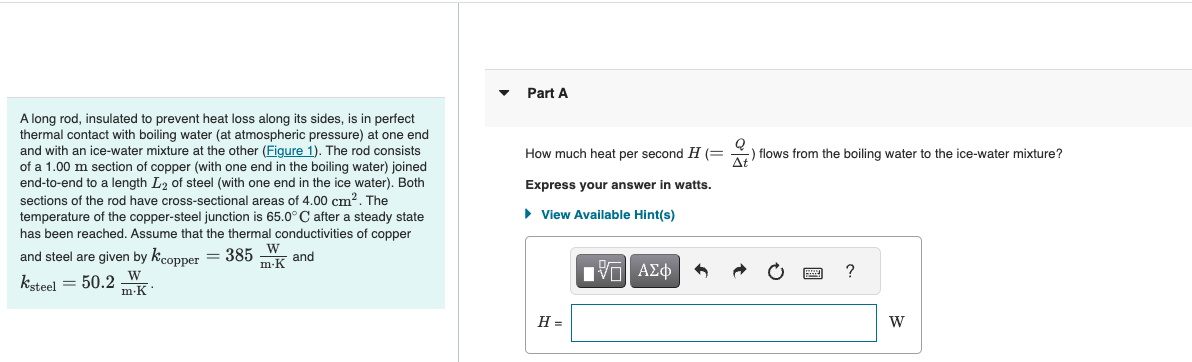 Solved A long rod, insulated to prevent heat loss along its | Chegg.com