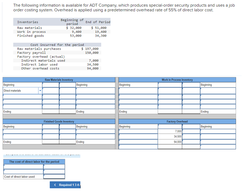 Solved 1. In ﻿the Raw Materials Inventory T-account, insert | Chegg.com
