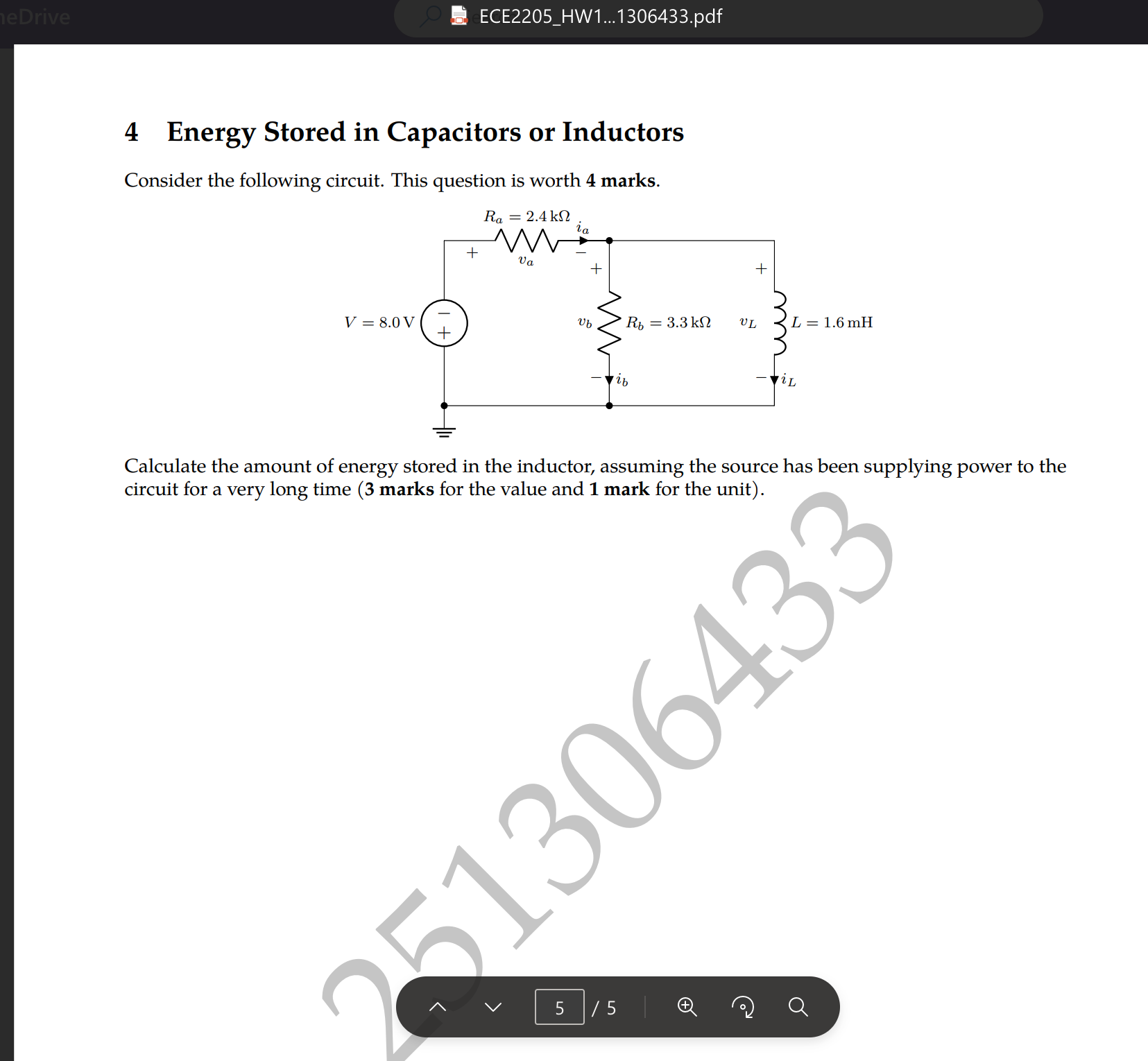 Solved 4 ﻿Energy Stored in Capacitors or InductorsConsider | Chegg.com