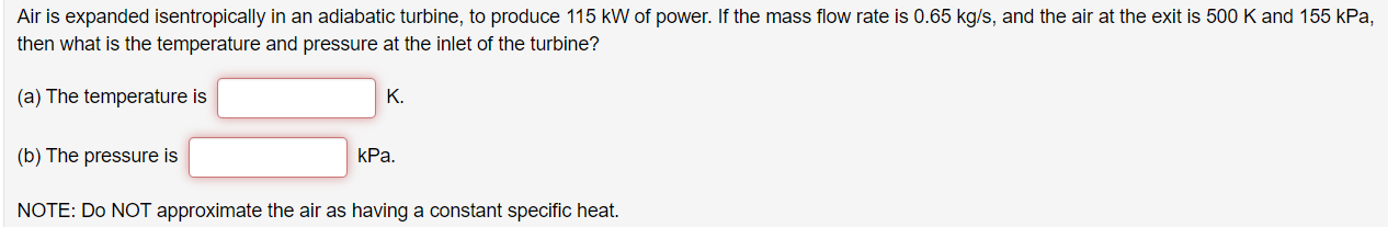 Solved Air is expanded isentropically in an adiabatic | Chegg.com