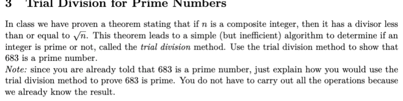 Solved Trial Division for Prime Numbers In class we have | Chegg.com