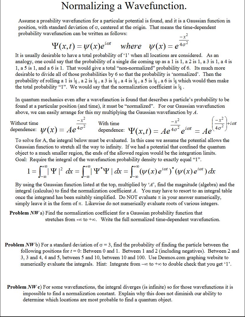 Solved Normalizing a Wavefunction.Assume a proability | Chegg.com