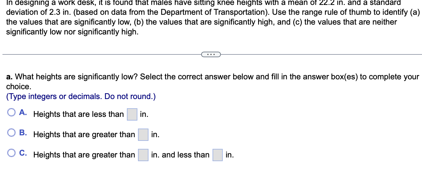 Solved Use the range rule of thumb to identify the values | Chegg.com