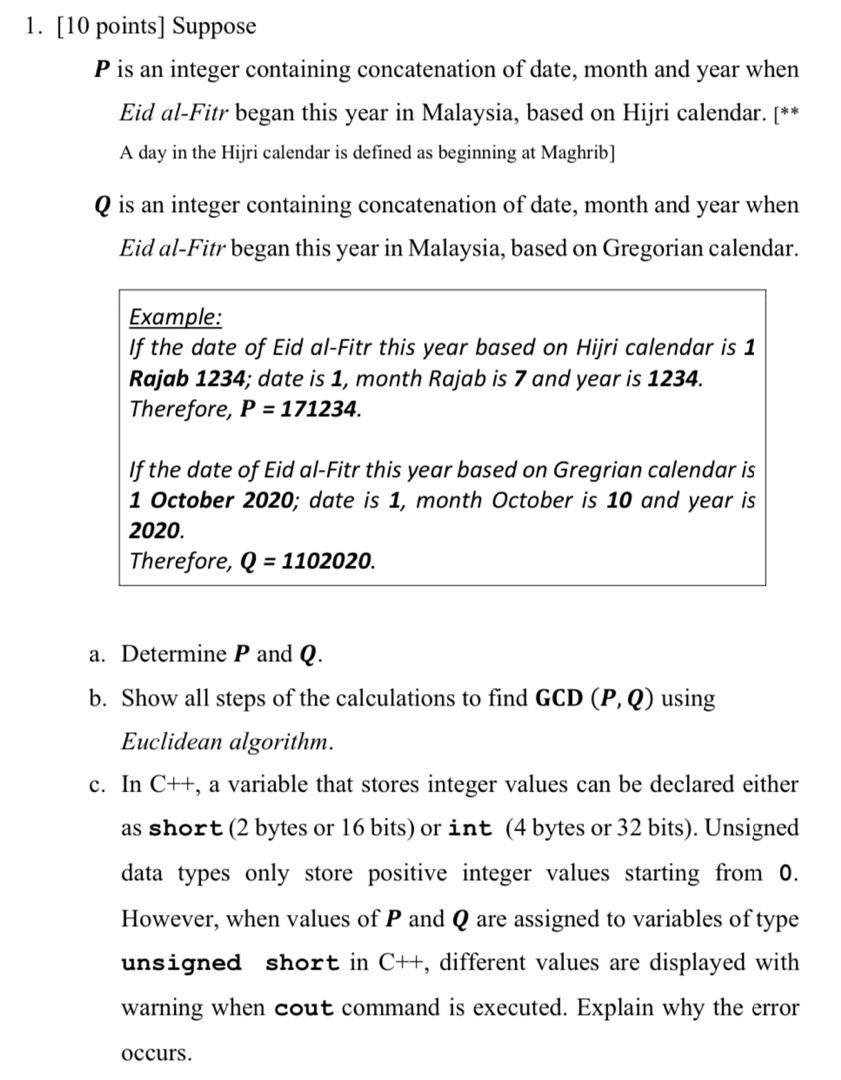 Solved 1. [10 points] Suppose P is an integer containing | Chegg.com