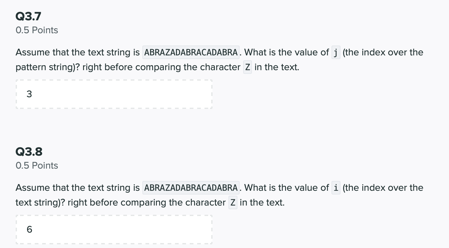 Solved Q3 6 Points Consider the mismatched character | Chegg.com