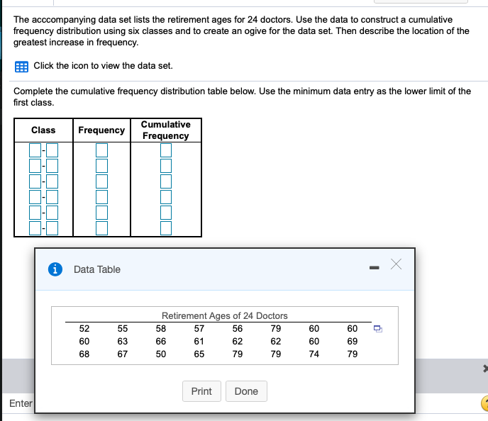 Solved The acccompanying data set lists the retirement ages | Chegg.com