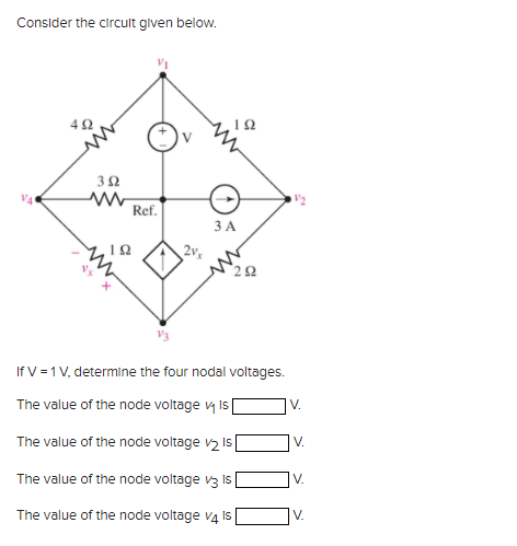 Solved Consider the circult given below. If V=1 V, determine | Chegg.com