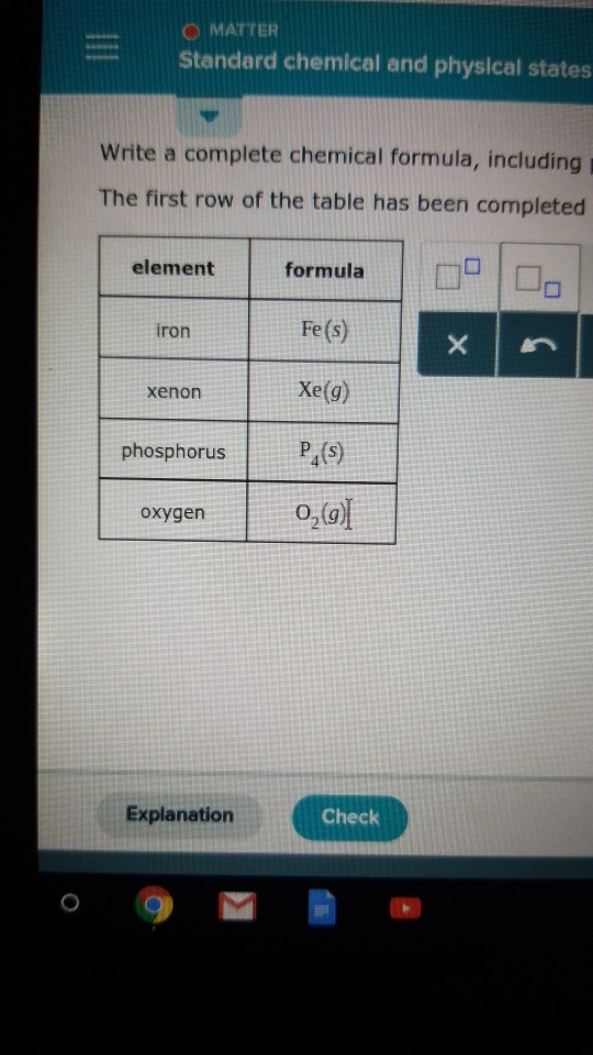 Solved O MATTER Standard chemical and physical states Write | Chegg.com
