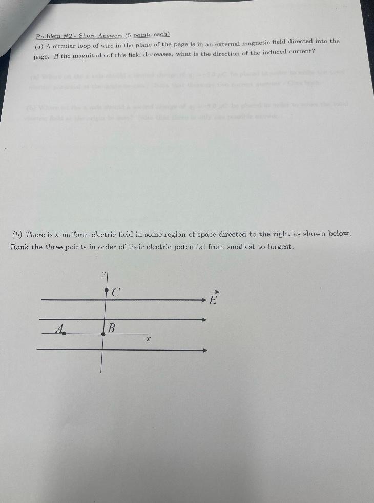 Solved Problem #2- Short Answers (5 points each) (a) A | Chegg.com