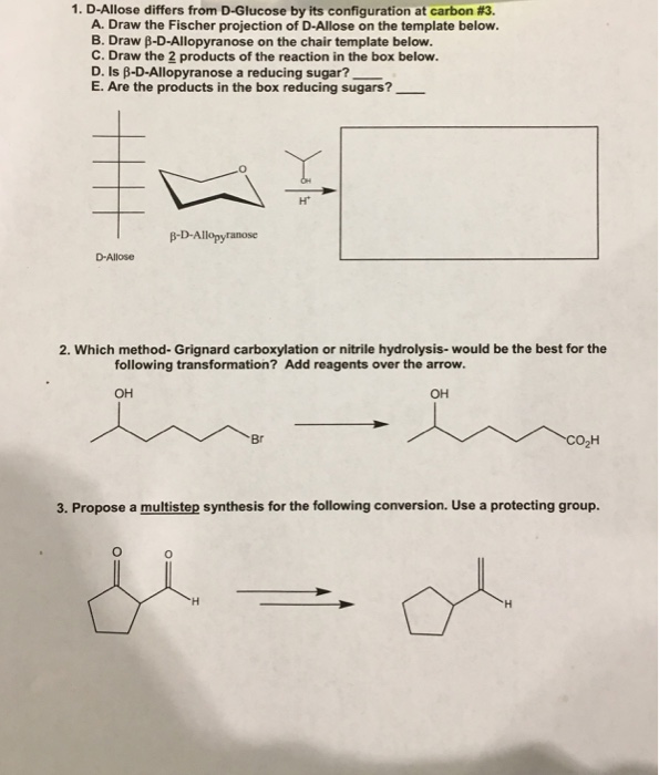 Solved D-Allose differs from D-Glucose by its configuration | Chegg.com