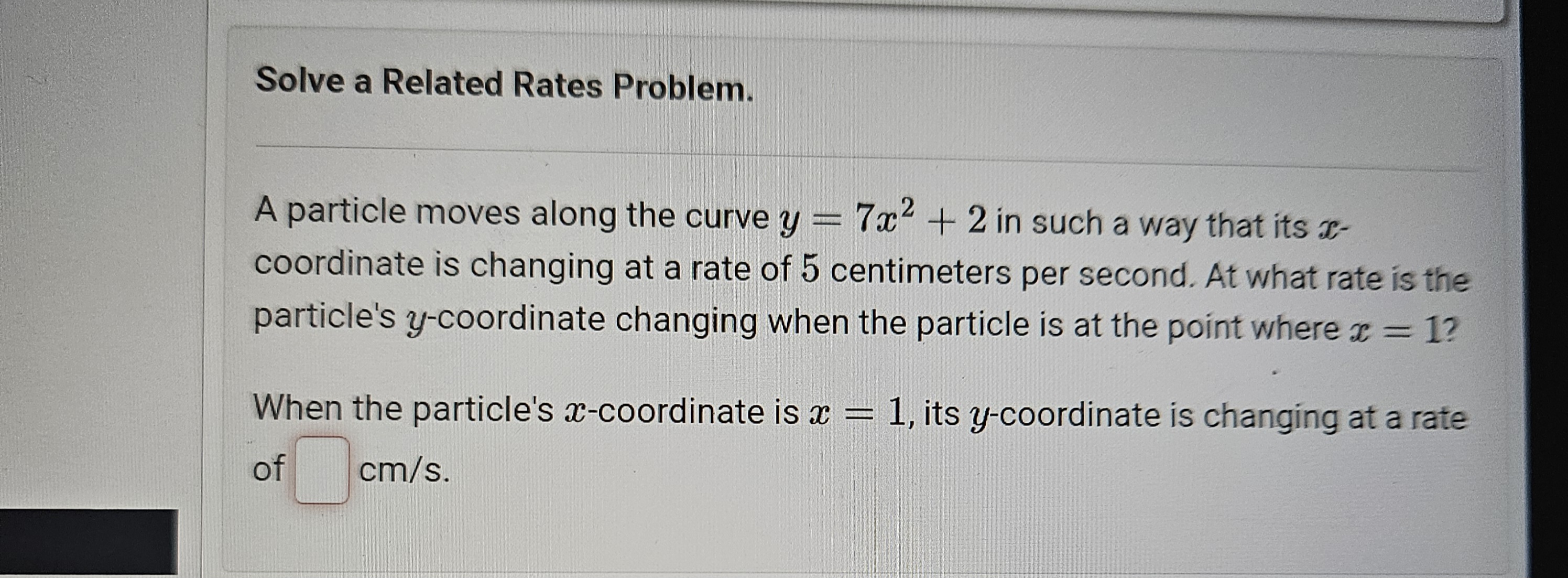 Solved Solve a Related Rates Problem.A particle moves along | Chegg.com