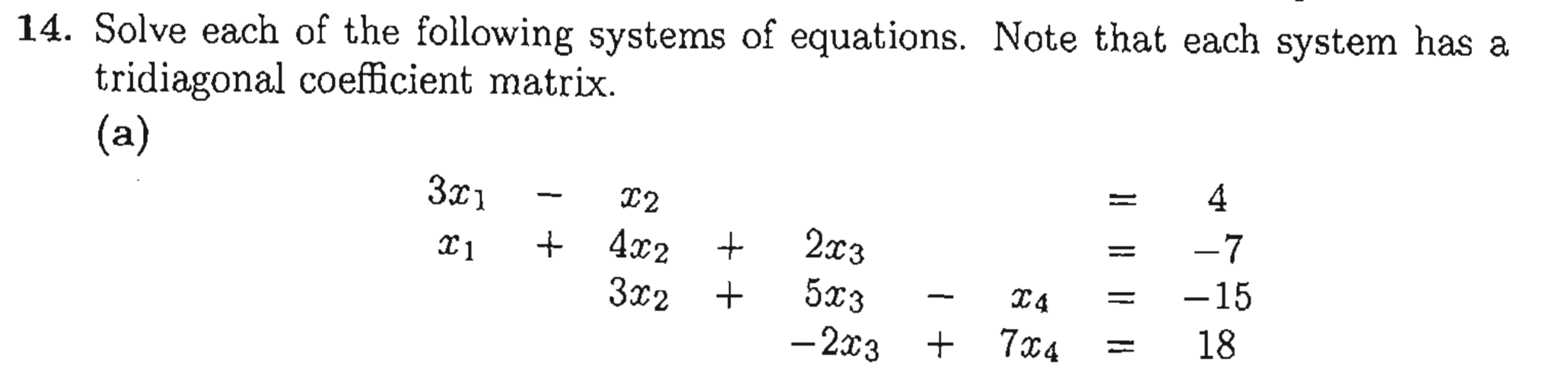 Solved 4. Solve each of the following systems of equations. | Chegg.com