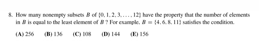 Solved 8. How many nonempty subsets B of {0,1,2,3,…,12} have | Chegg.com