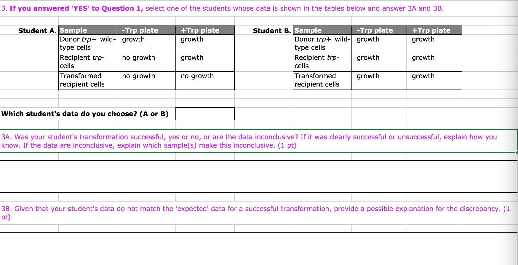 Solved 3. If you answered 'YES' to Question 1, select one of | Chegg.com