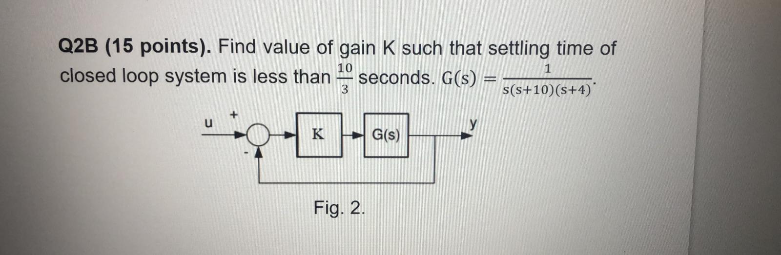 Solved Q2B (15 points). Find value of gain K such that | Chegg.com