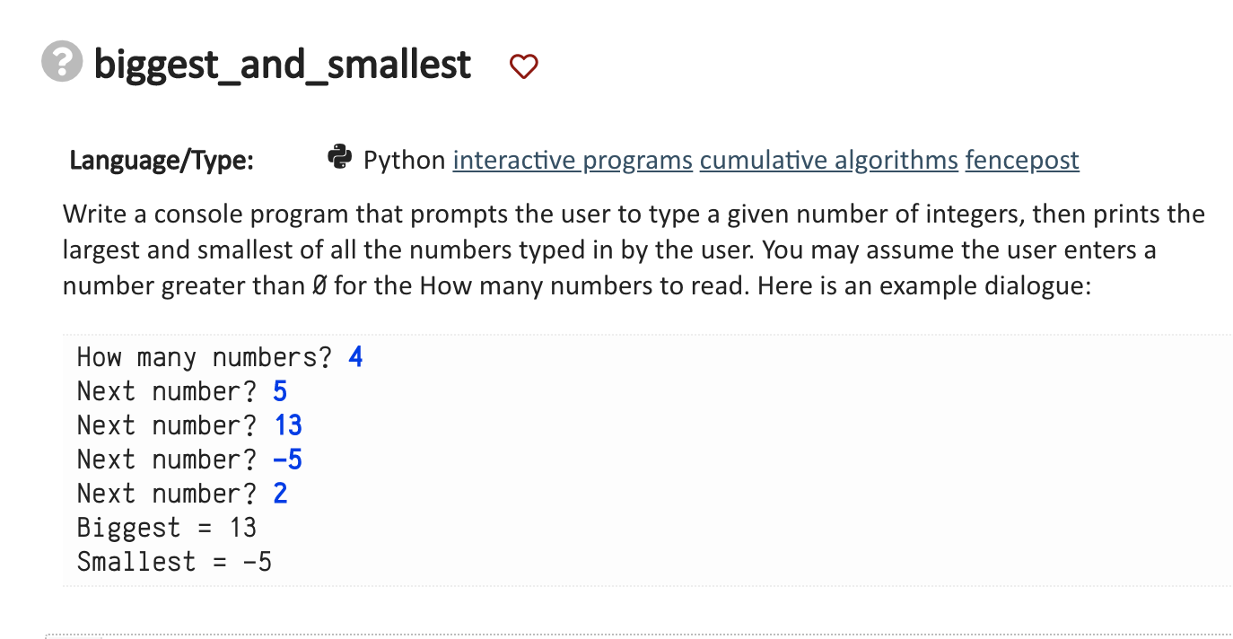 Solved 3 biggest_and_smallest o Language/Type: Python | Chegg.com