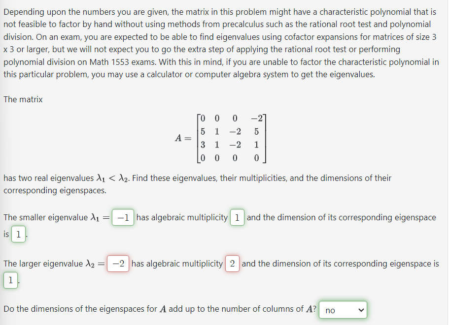 Solved Depending upon the numbers you are given, the matrix | Chegg.com
