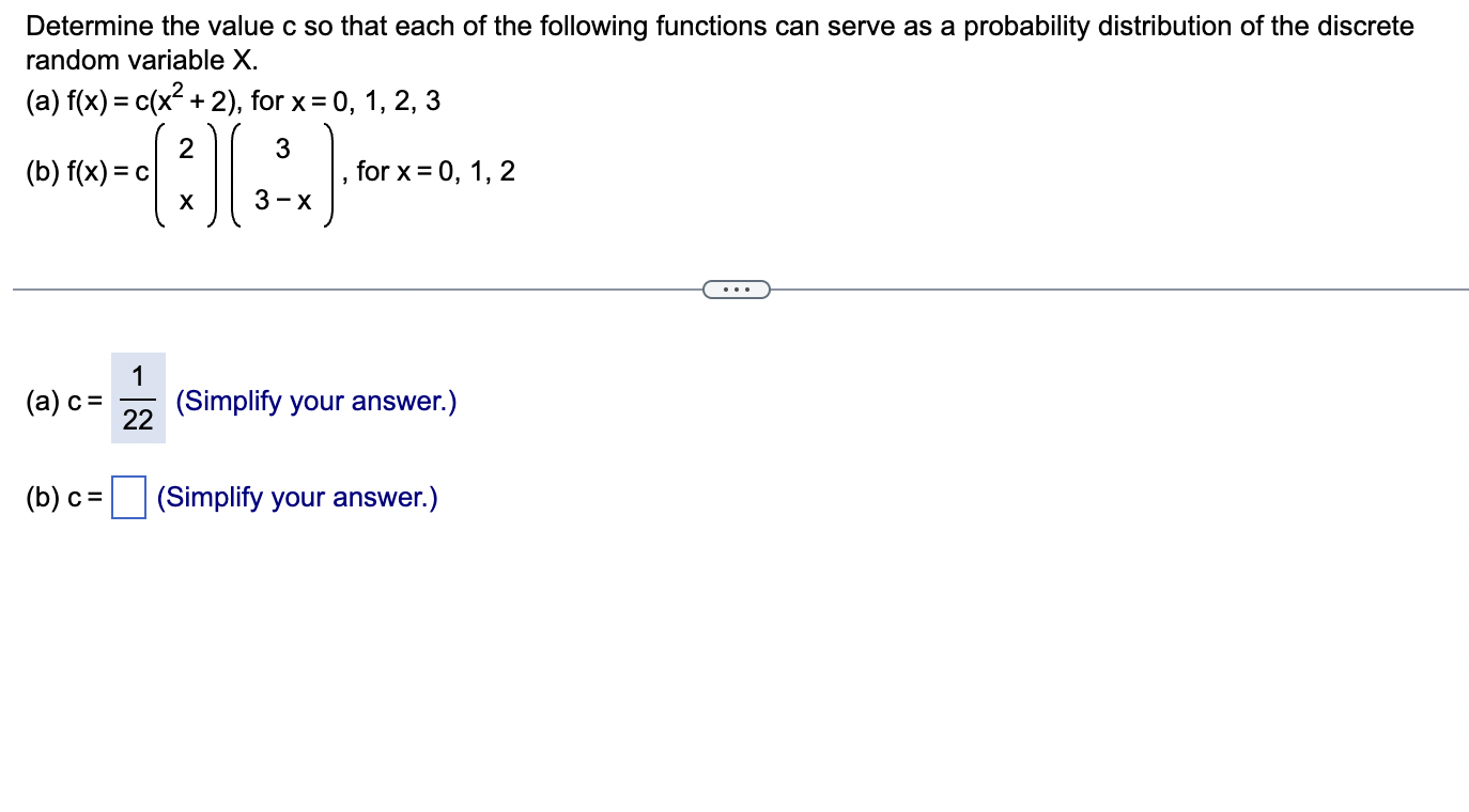 Solved Determine the value c so that each of the following | Chegg.com