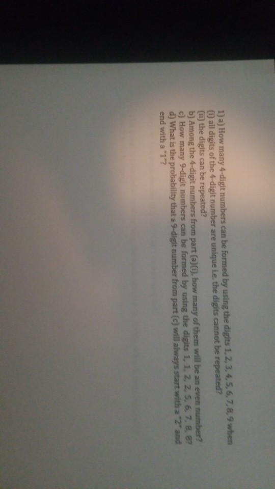 Solved 1) a) How many 4-digit numbers can be formed by using | Chegg.com