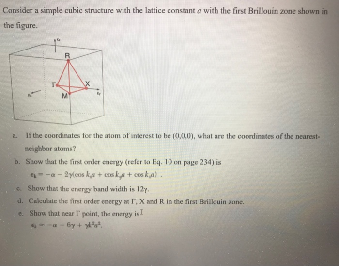 Solved Consider a simple cubic structure with the lattice | Chegg.com