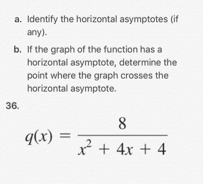 Solved a. Identify the horizontal asymptotes (if any) b. If | Chegg.com