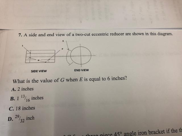Solved 7. A side and end view of a two-cut eccentric reducer | Chegg.com