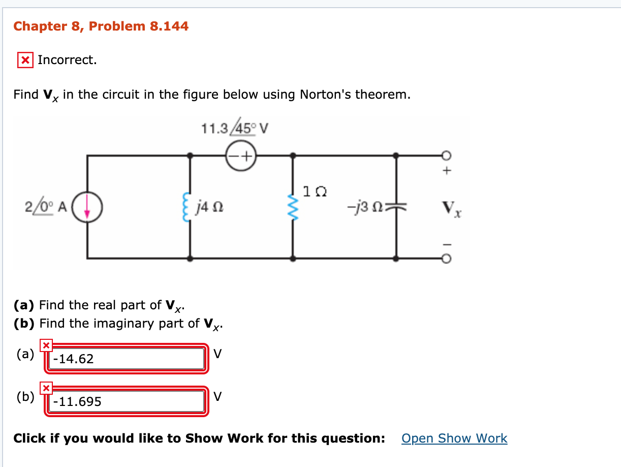 Solved Chapter 8, Problem 8.144 xIncorrect. Find Vy in the | Chegg.com