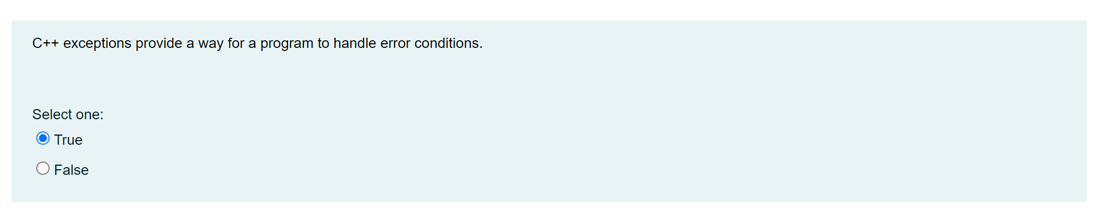 Solved C++ exceptions provide a way for a program to handle | Chegg.com