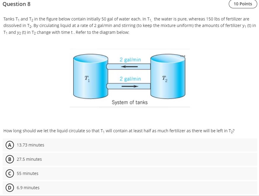 Solved Question 8Tanks T1 ﻿and T2 ﻿in the figure below | Chegg.com