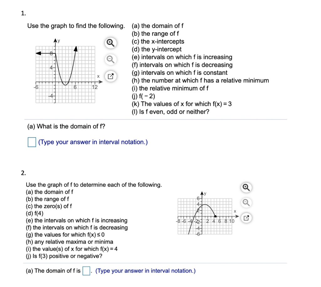 Solved 1. o Use the graph to find the following. (a) the | Chegg.com